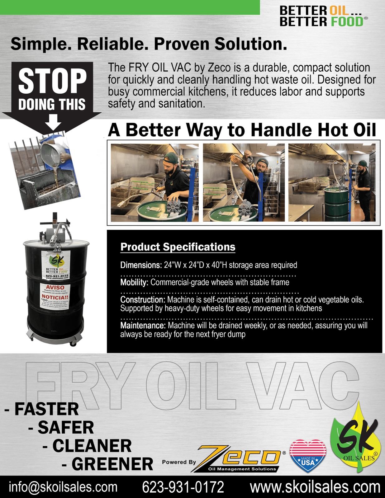 Fry Oil Vac Sell Sheet | SK-OMS